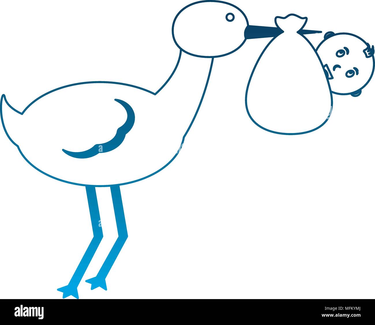 cute stork carrying baby in blanket Stock Vector Image & Art - Alamy