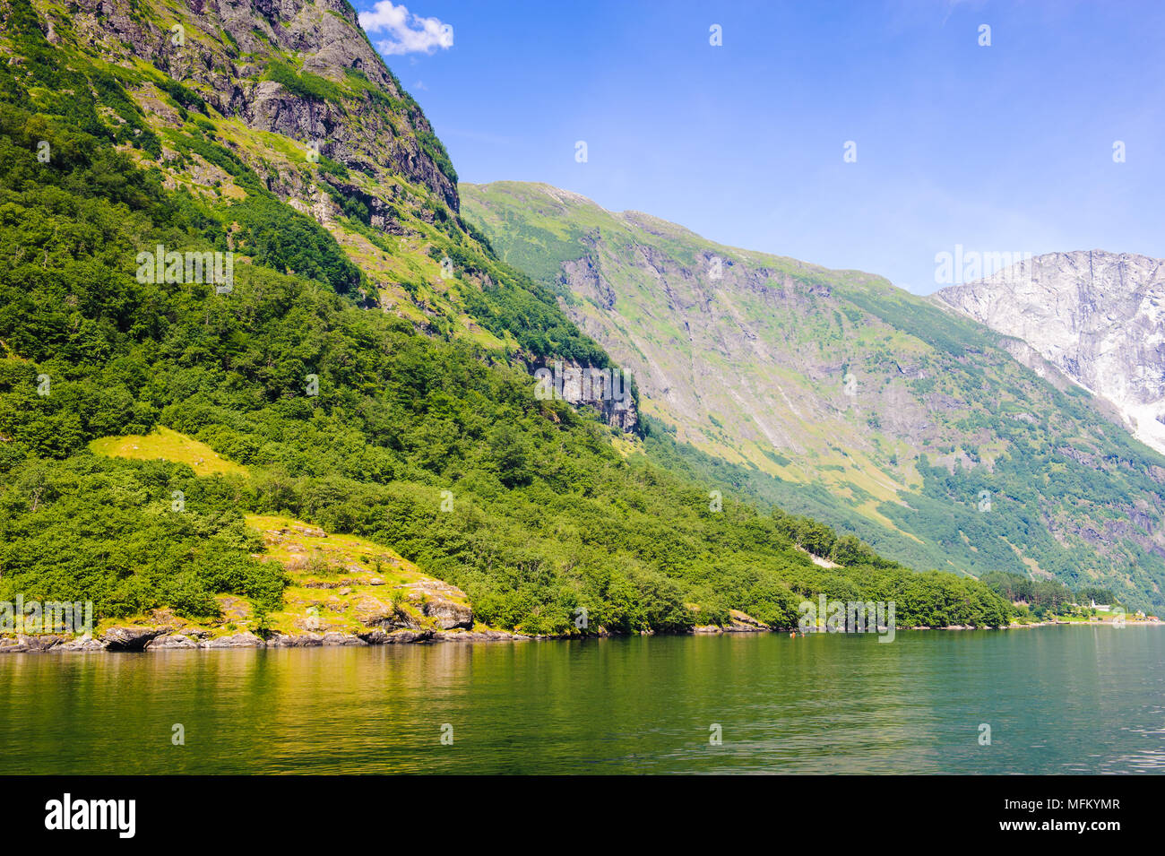 Sognefjord, the largest fjord in Norway. It stretches 205 kilometres ...