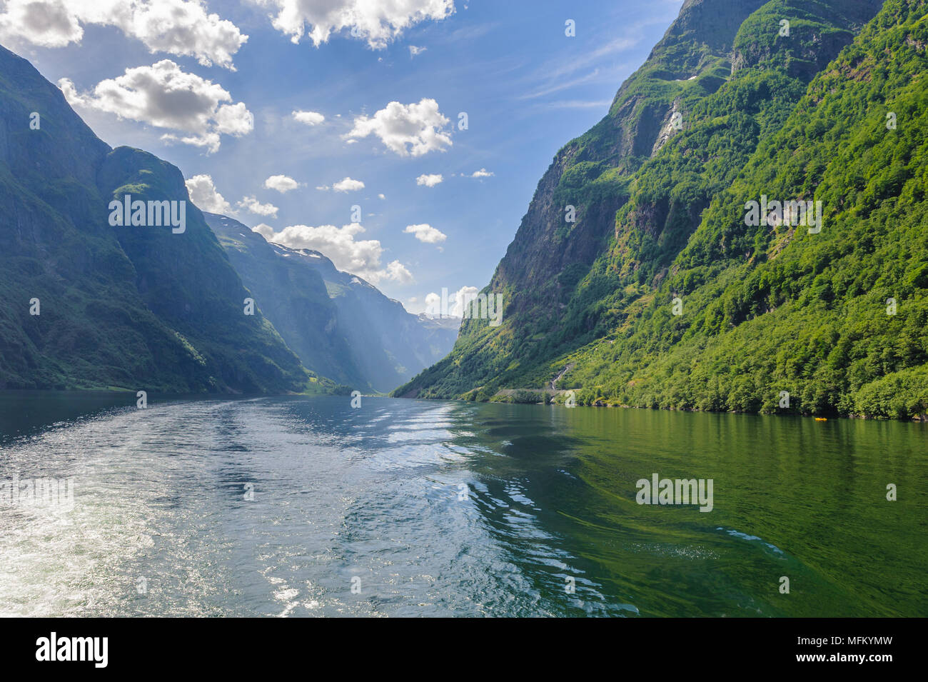 Sognefjord, the largest fjord in Norway. It stretches 205 kilometres ...