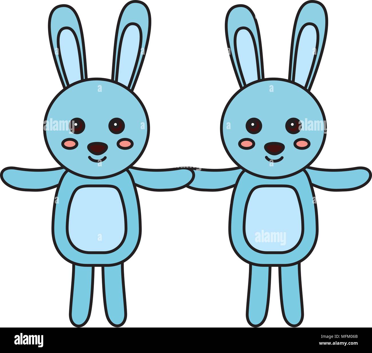 cute rabbits couple characters icon Stock Vector Image & Art - Alamy