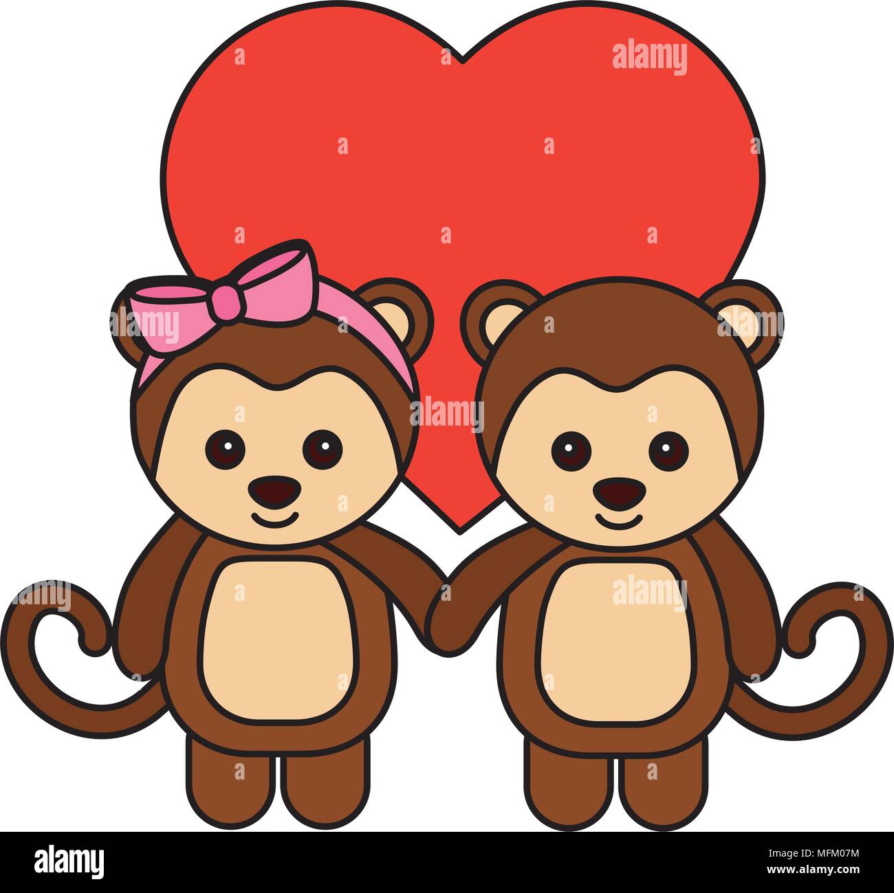 cute monkeys couple characters Stock Vector Image & Art - Alamy