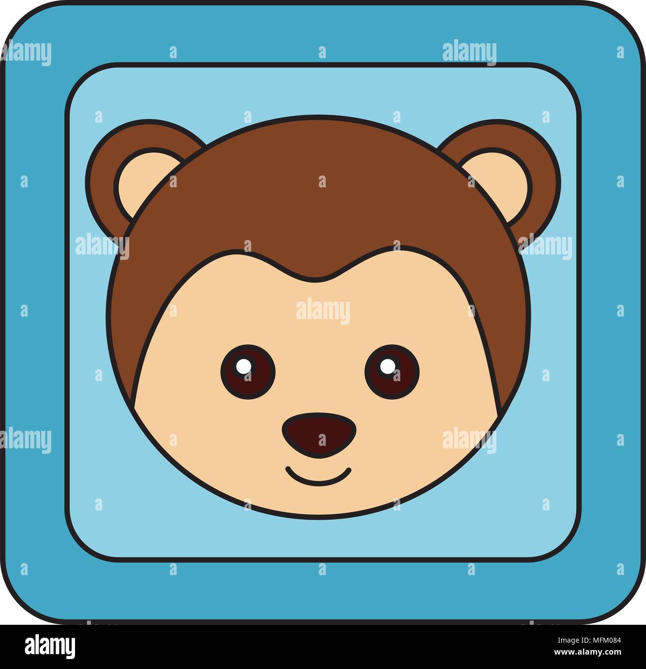 cute monkey face in button character icon Stock Vector Image & Art - Alamy