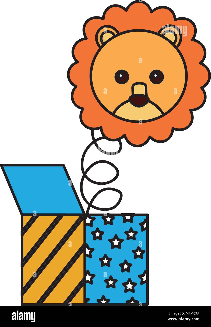 cute lion with surprise box character icon Stock Vector Image & Art - Alamy