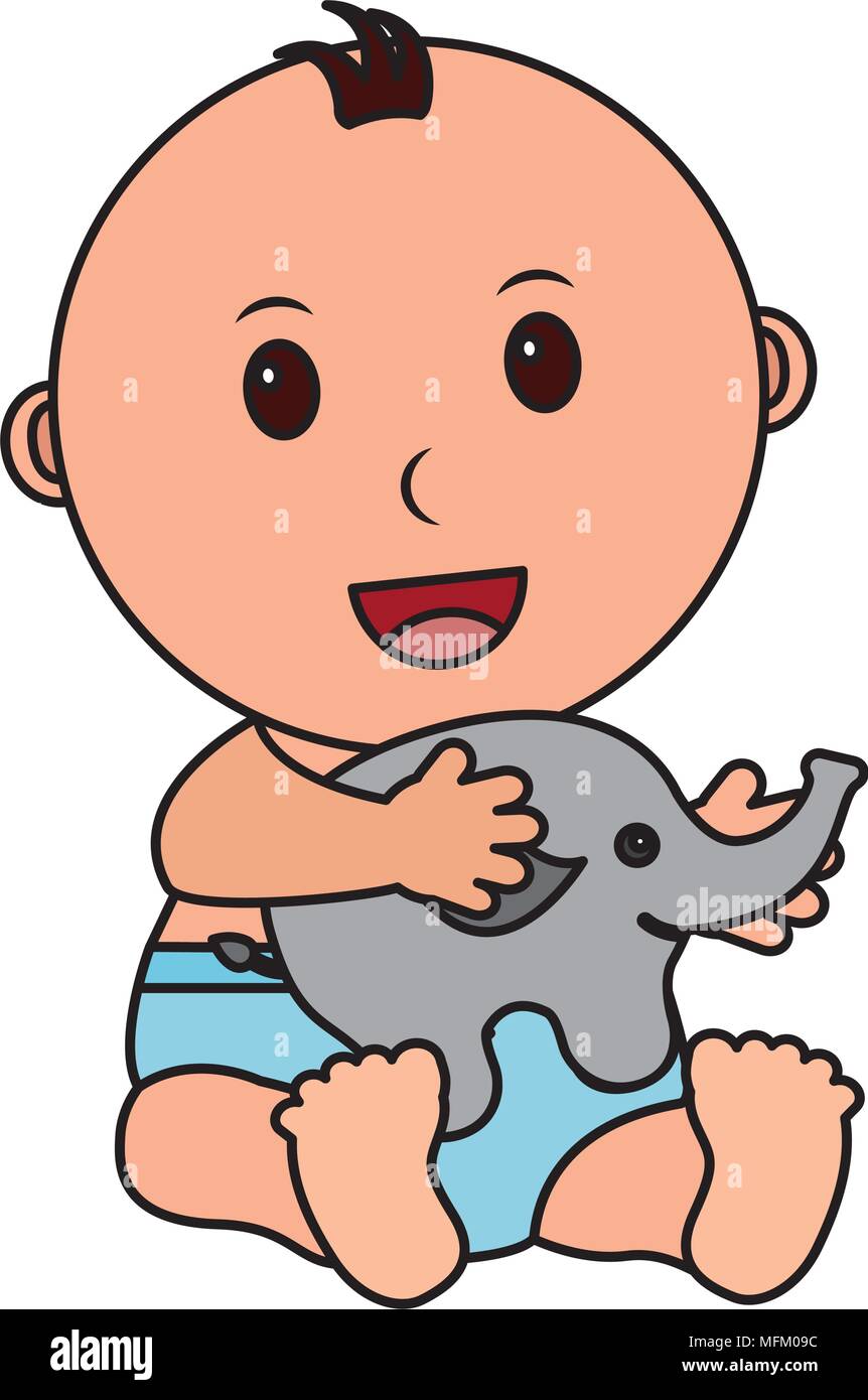 baby boy with cute elephant character icon Stock Vector Image & Art - Alamy