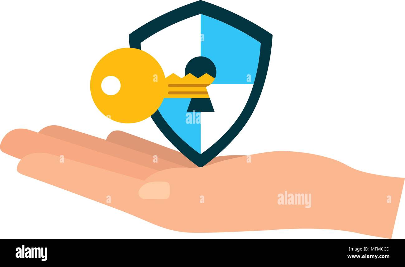 hand with shield guard and key Stock Vector Image & Art - Alamy