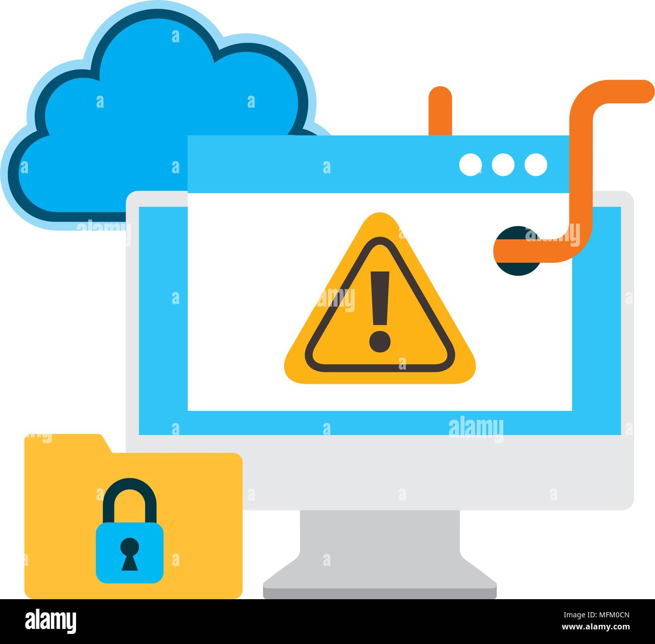 monitor computer with virus icons Stock Vector Image & Art - Alamy