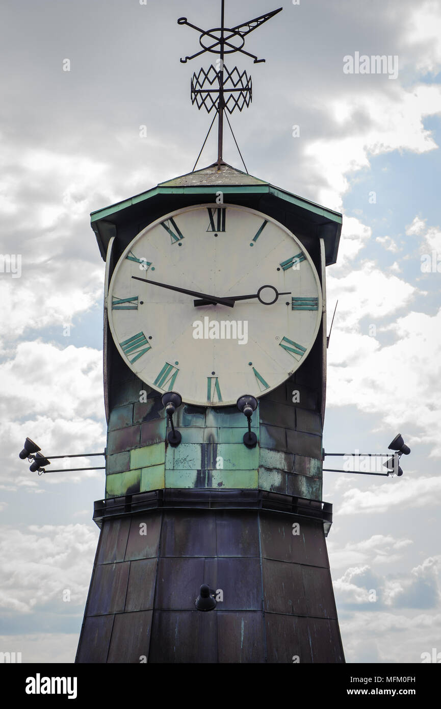 Clock on the pier of Oslo Stock Photo - Alamy