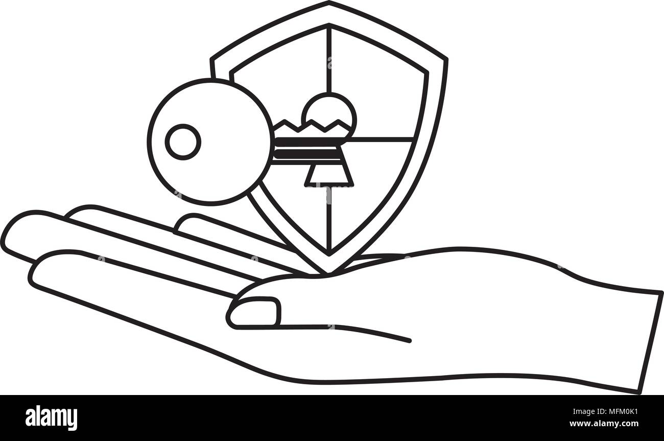 hand with shield guard and key Stock Vector Image & Art - Alamy