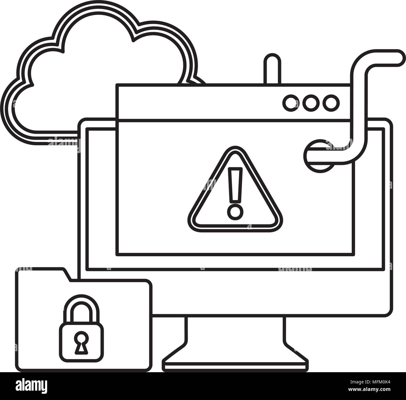 monitor computer with virus icons Stock Vector Image & Art - Alamy