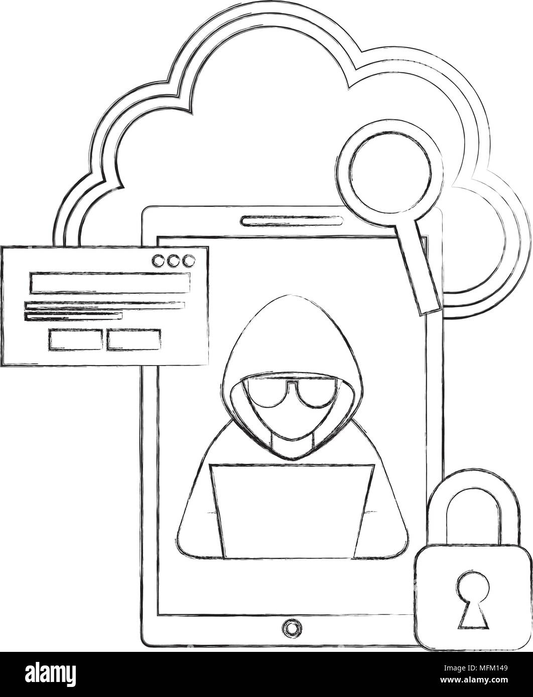 Security concept online fraud Black and White Stock Photos & Images - Alamy