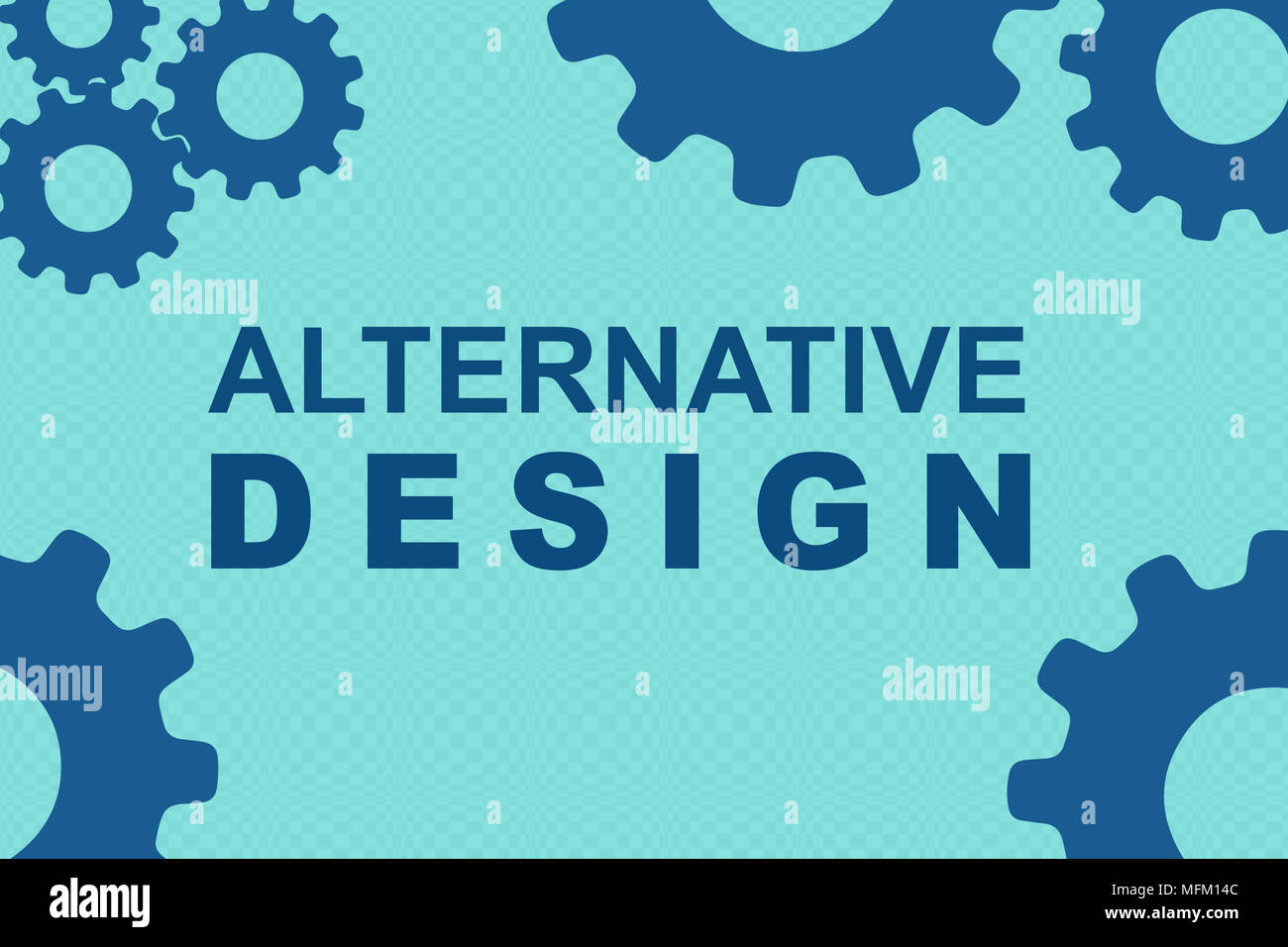 ALTERNATIVE DESIGN sign concept illustration with blue gear wheel ...