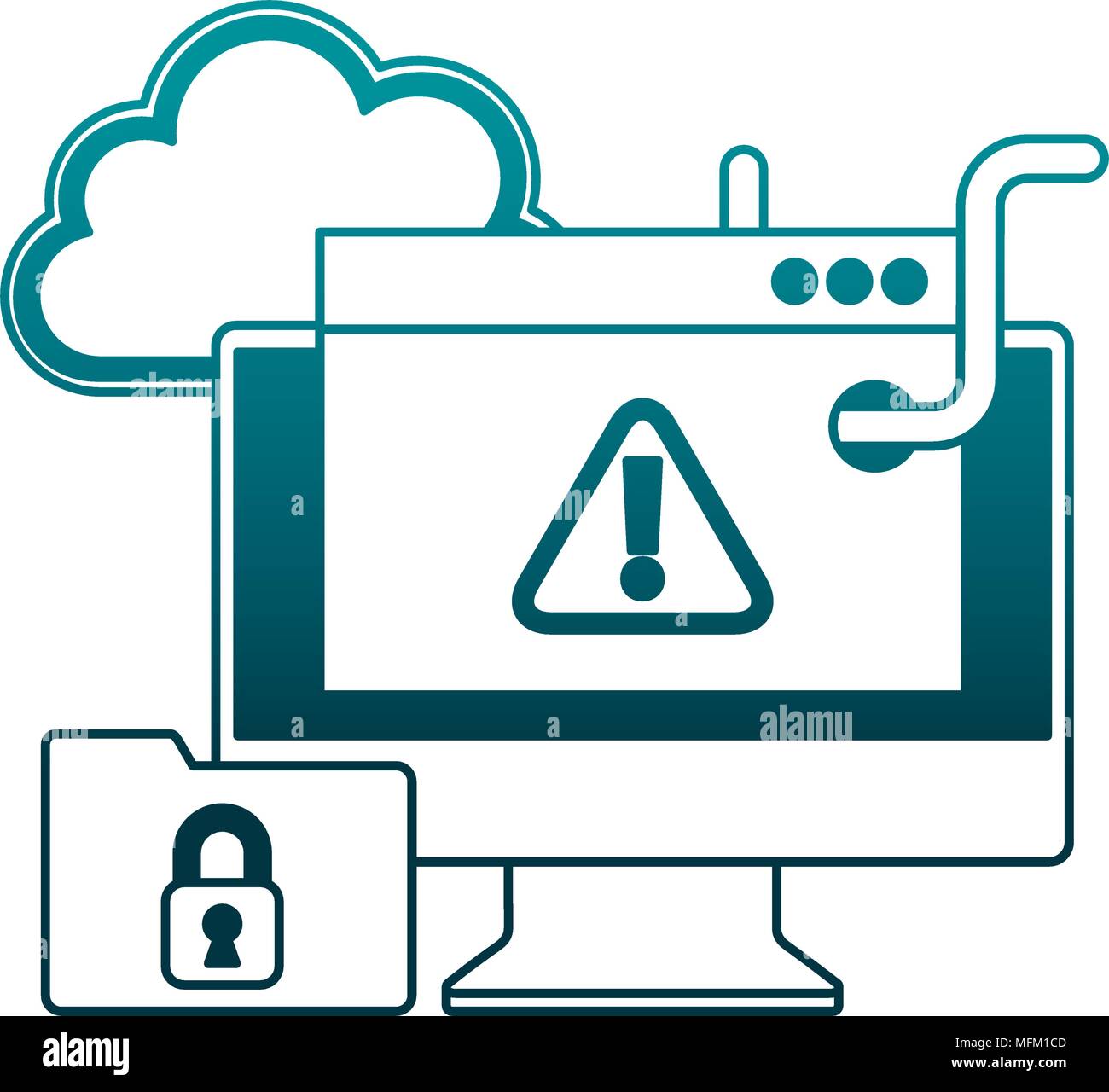 monitor computer with virus icons Stock Vector Image & Art - Alamy