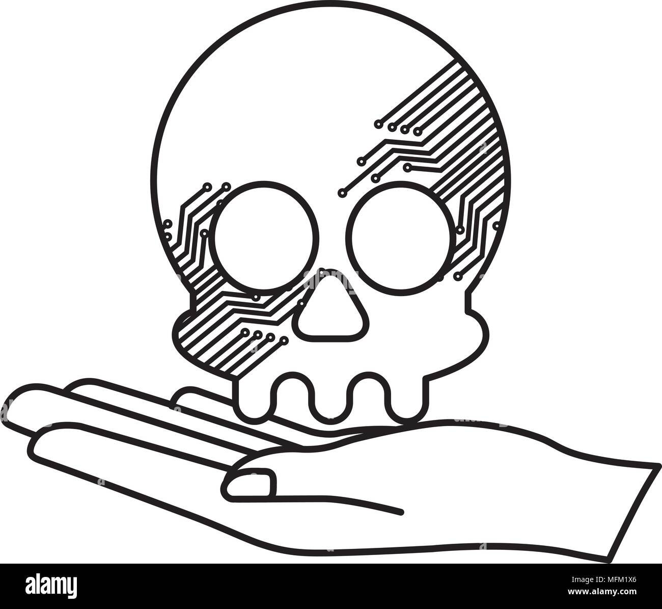 hand lifting skull with electric circuit Stock Vector Image & Art - Alamy
