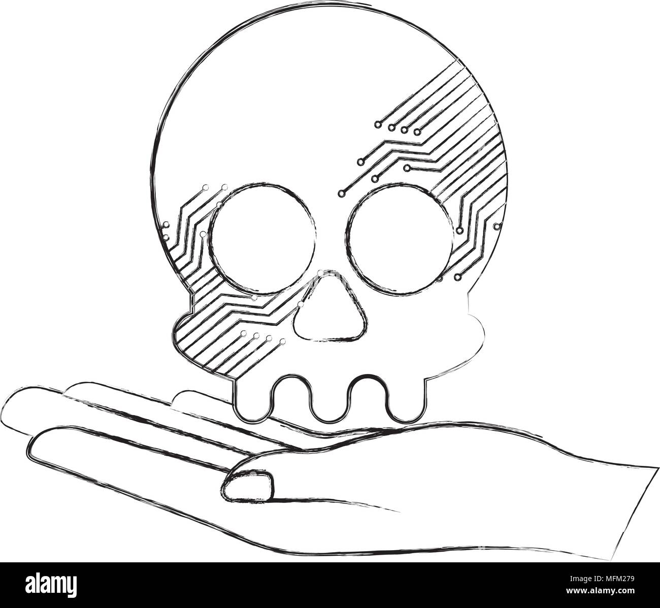 Hand holding skull background Black and White Stock Photos & Images - Alamy