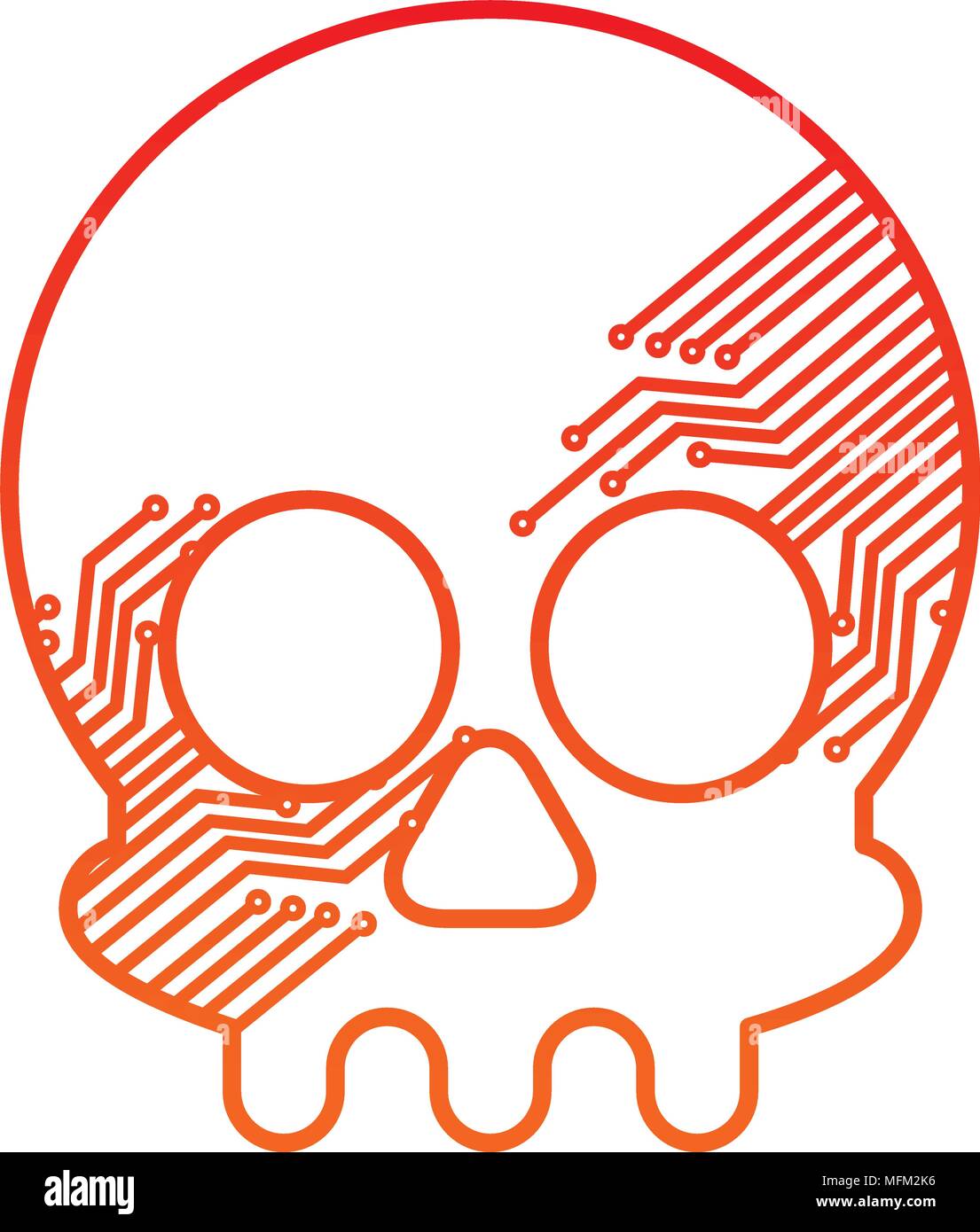 cyber security concept skull with circuits technology Stock Vector ...