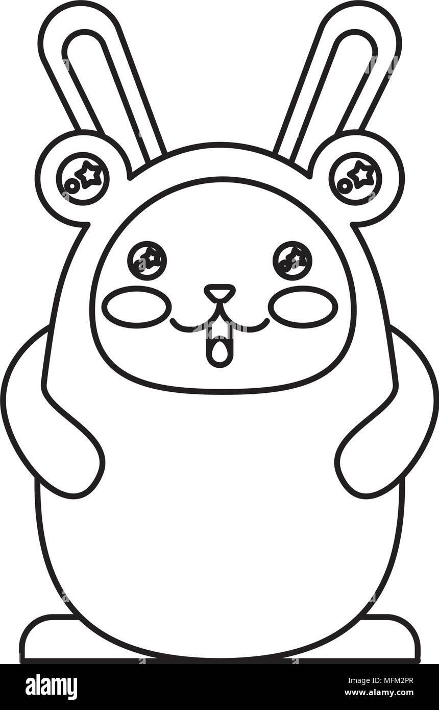 cartoon kawaii rabbit with frog costume Stock Vector Image & Art - Alamy