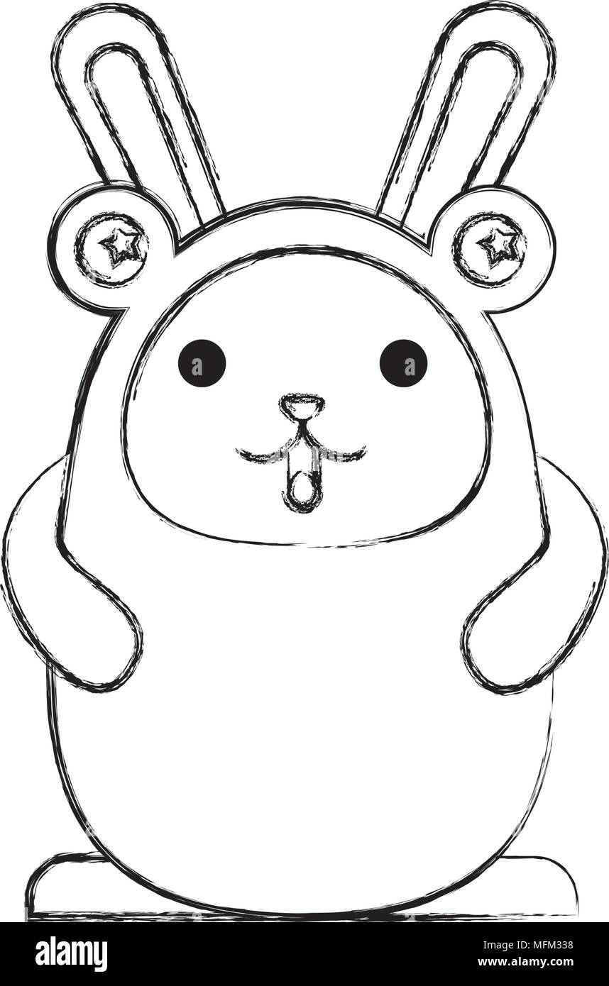 cartoon kawaii rabbit with frog costume Stock Vector Image & Art - Alamy