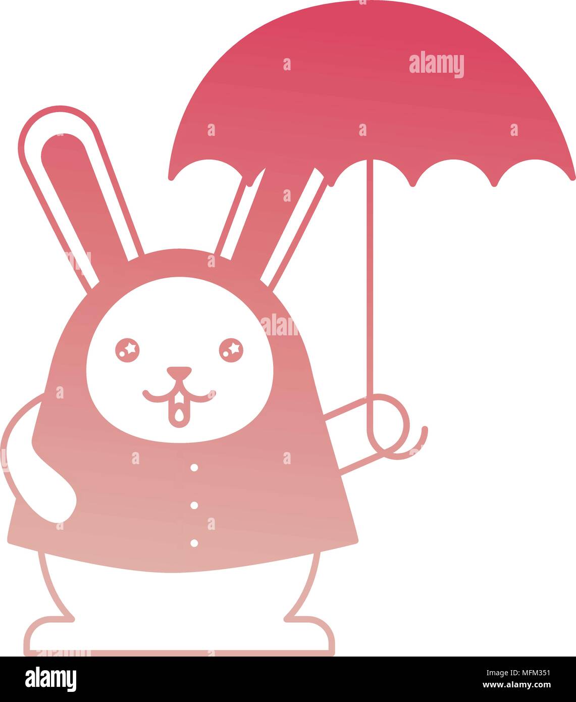 cute kawaii rabbit cartoon wearing coat with umbrella Stock Vector ...