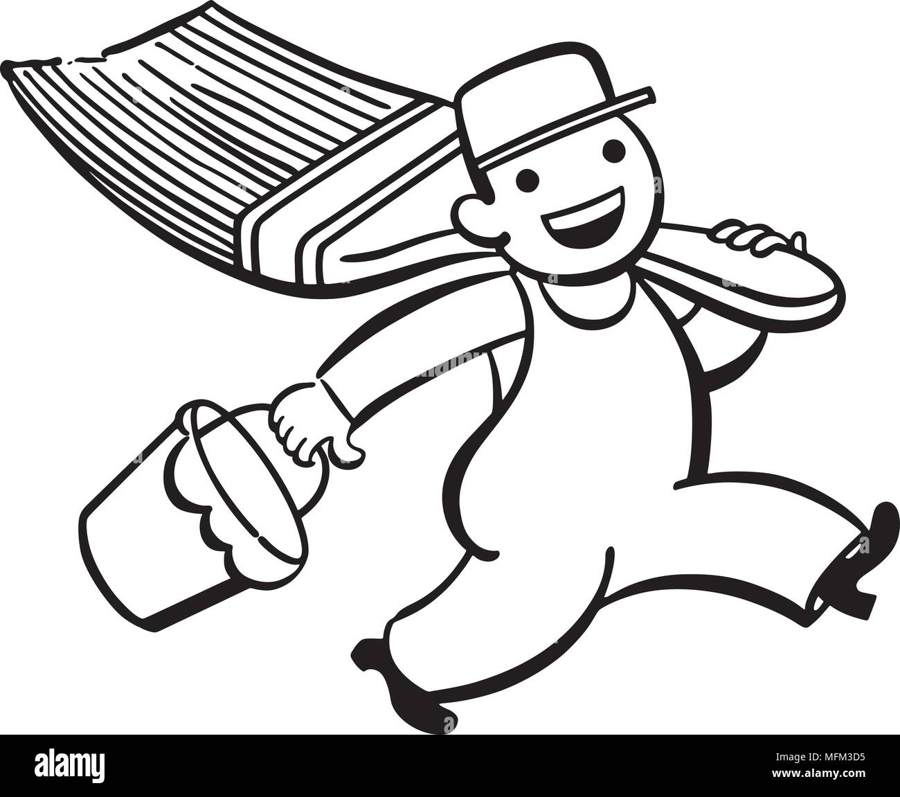 Little Painter - Retro Clipart Illustration Stock Vector Image & Art ...
