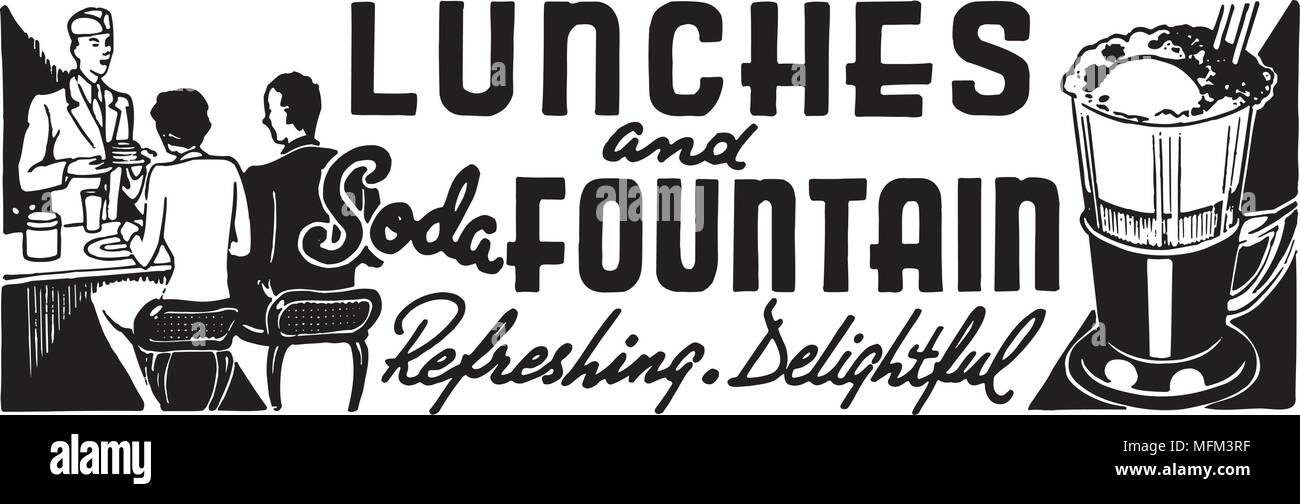 Lunches And Soda Fountain - Retro Ad Art Banner Stock Vector Image ...