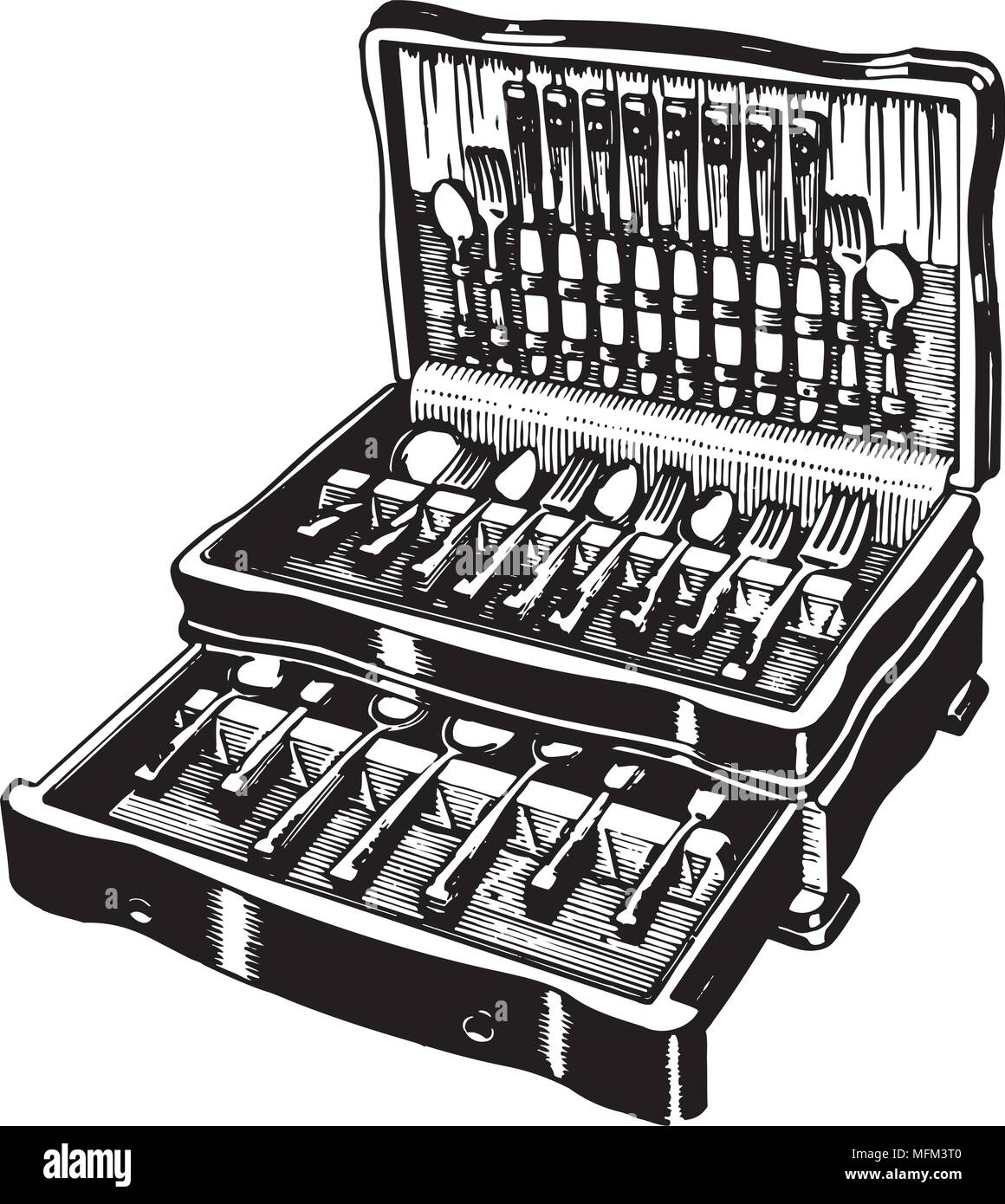 Luxury Silverware Plate - Retro Clipart Illustration Stock Vector Image ...