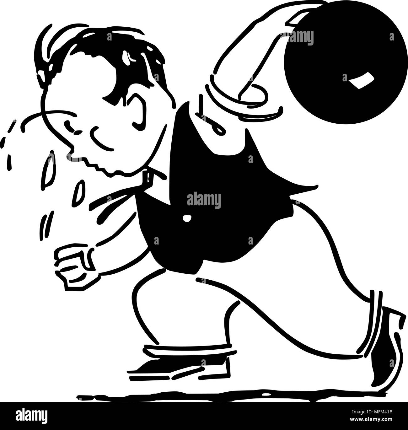 Man Bowling - Retro Clipart Illustration Stock Vector Image & Art - Alamy