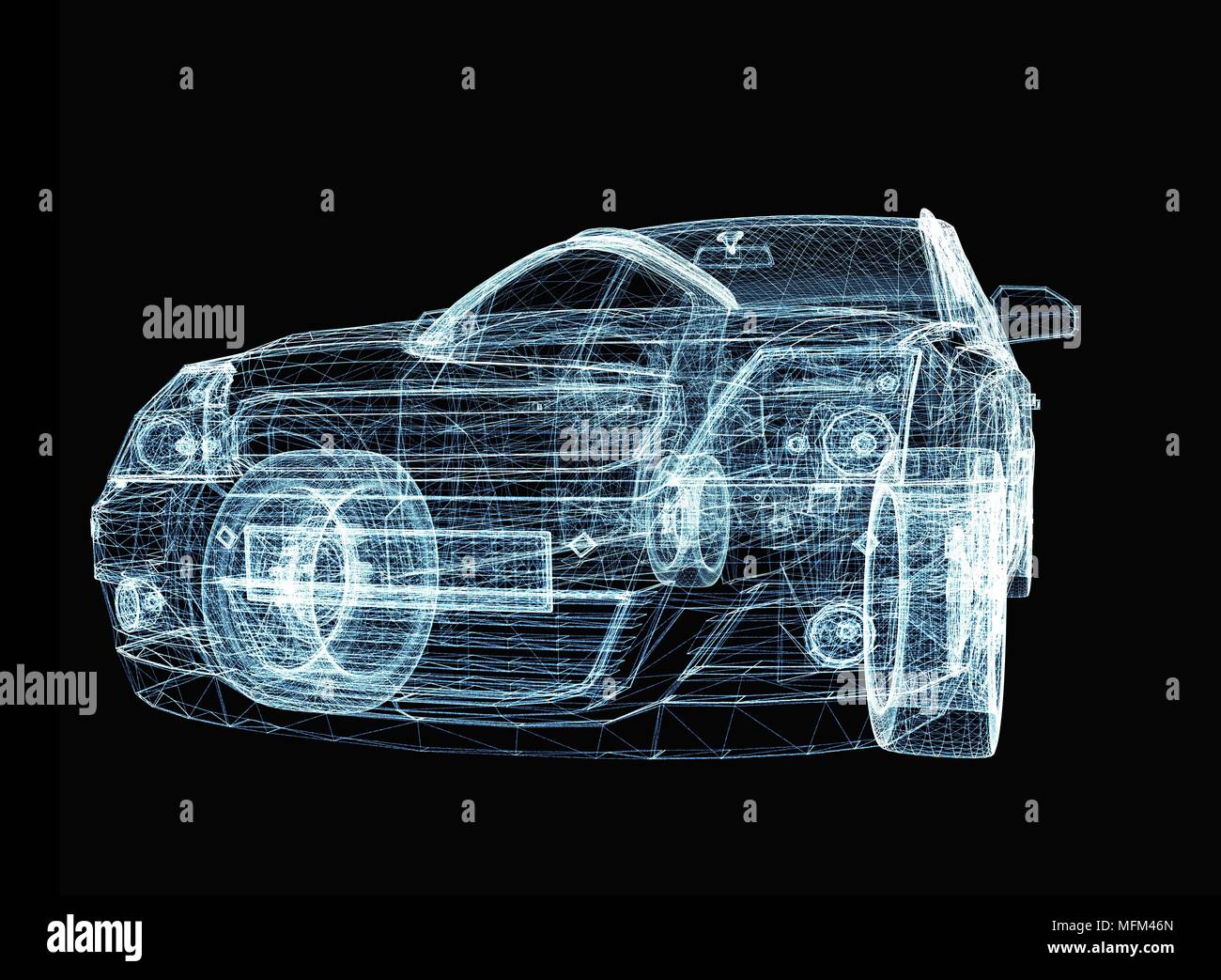 Abstract car consisting of luminous lines and dots Stock Photo - Alamy