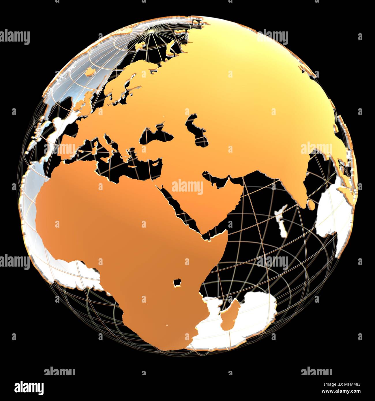 3d globe with continents and meridian lines Stock Photo - Alamy