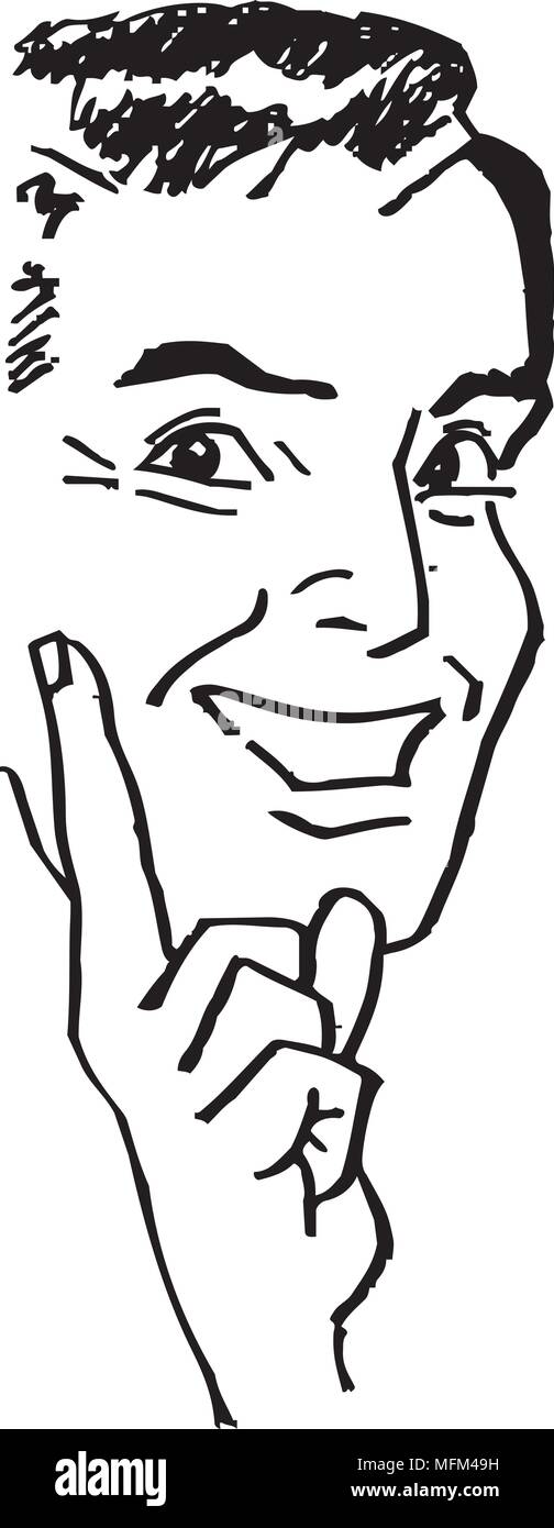 Man Making A Point - Retro Clipart Illustration Stock Vector Image ...