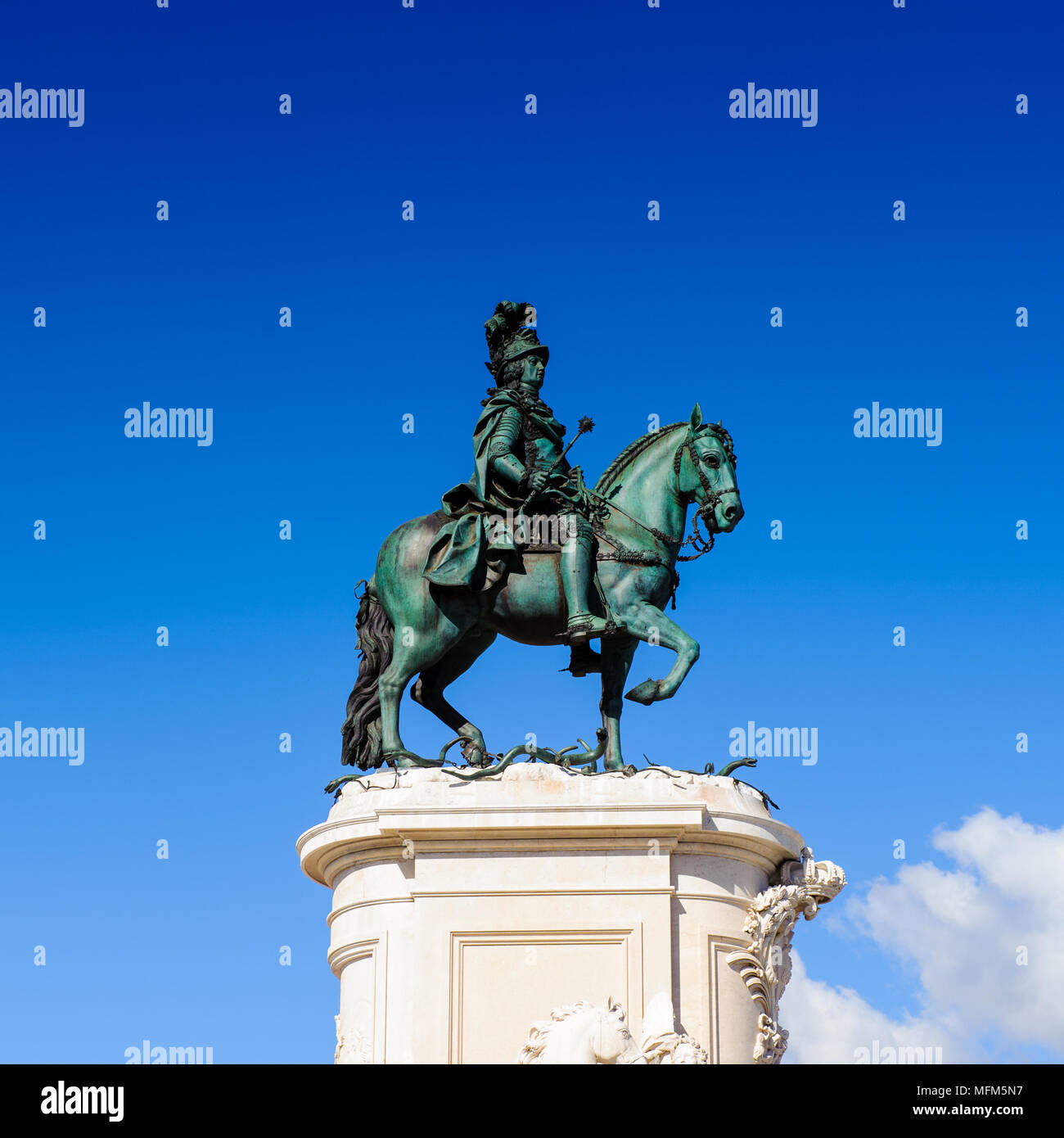 Statue of King Jose I on the Commerce Square (Praca do Comercio) in ...