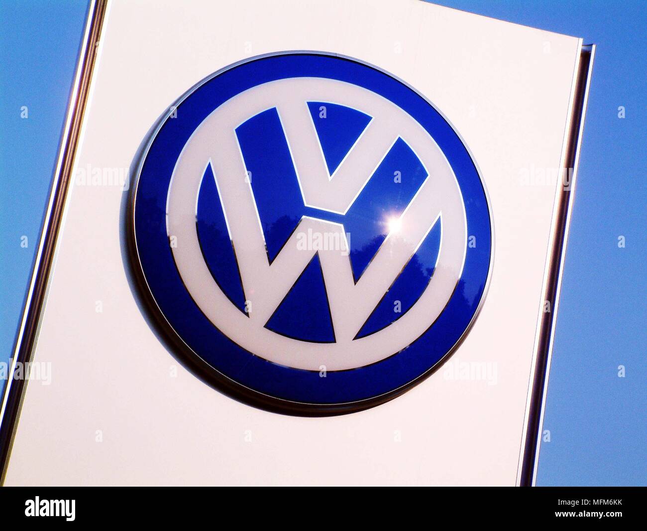 Graphic exterior sign for Pursers VW dealership positioned at the road ...