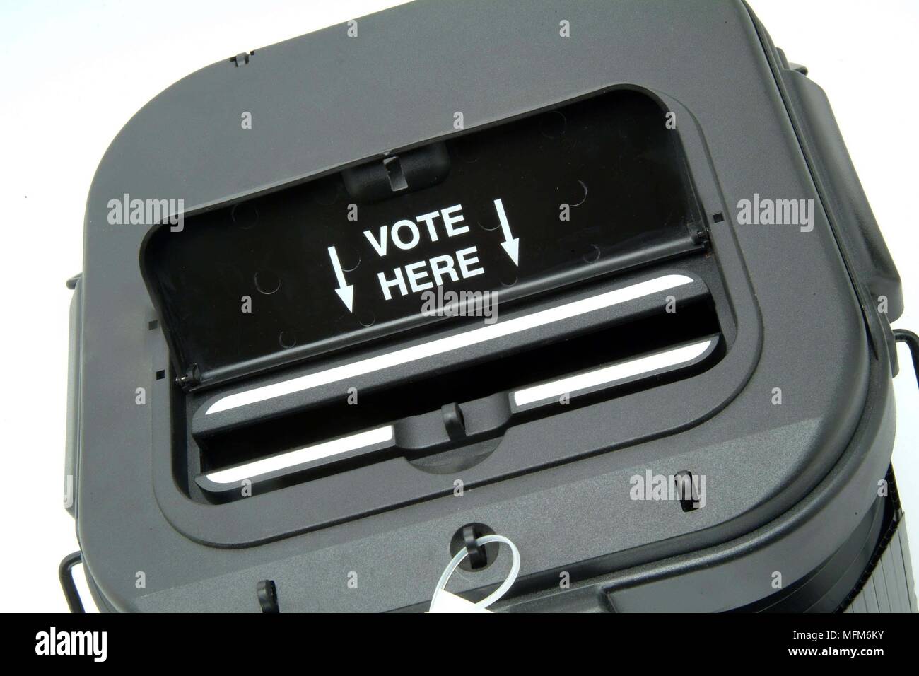 Studio shot of the new style Government ballot box that is light weight ...