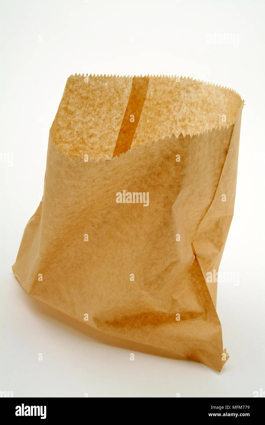 Plain brown paper bag as used by traditional shops and market stall ...