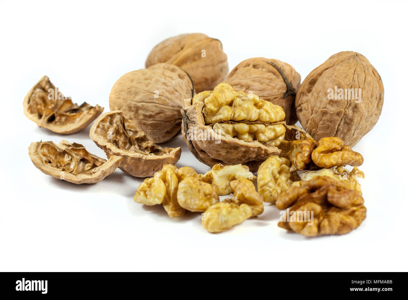 walnuts in shell isolated on white background Stock Photo - Alamy