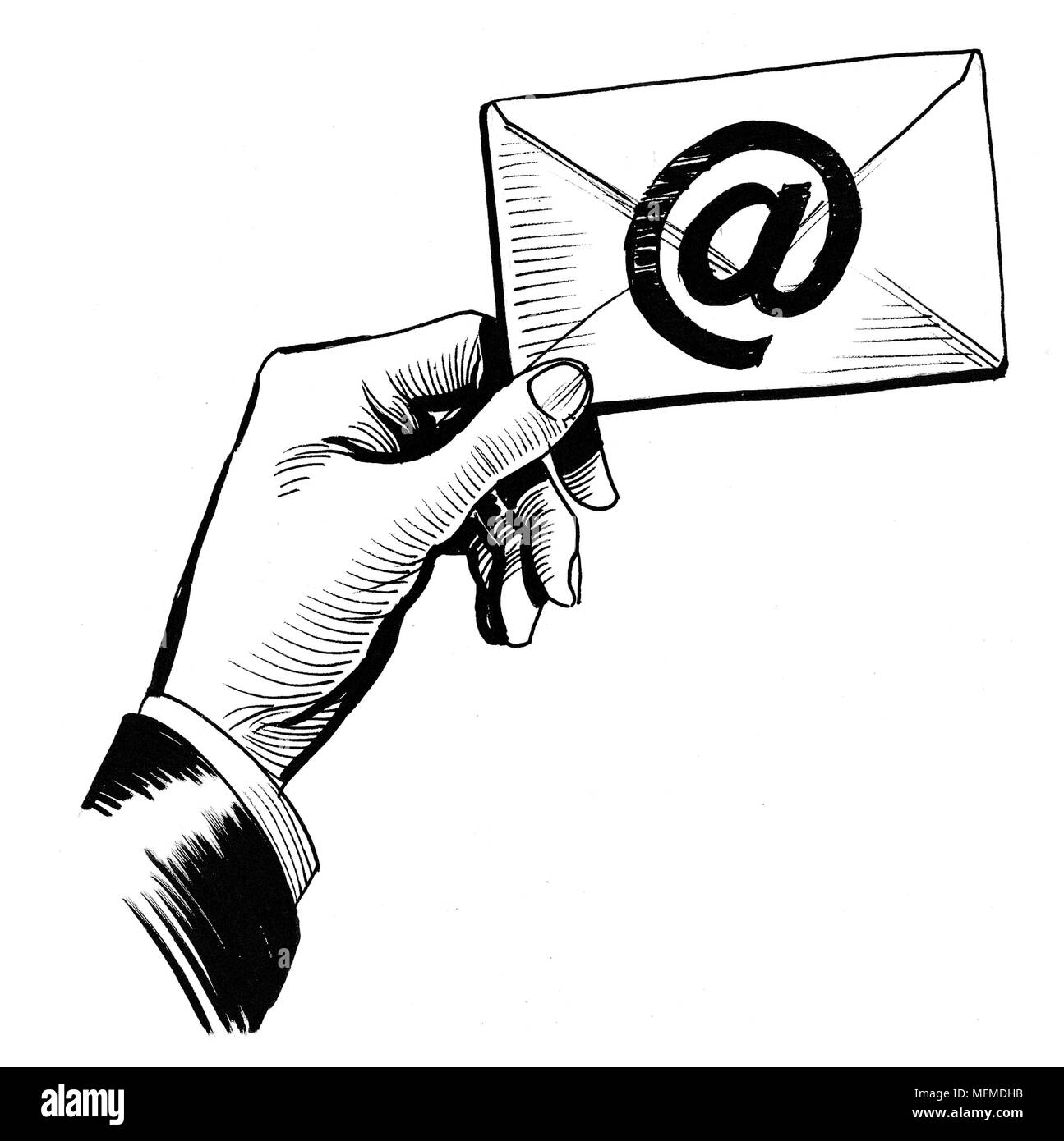 Holding envelope Black and White Stock Photos & Images - Alamy