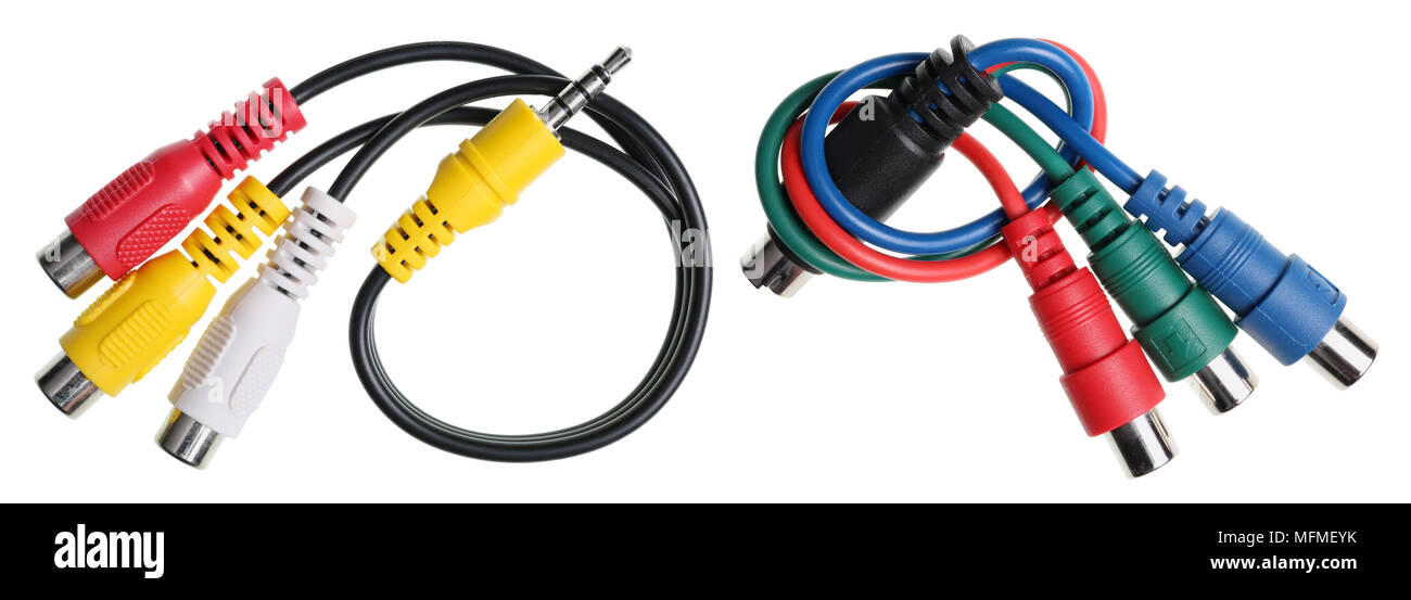 A set of short electrical audio video mass production cables with color ...