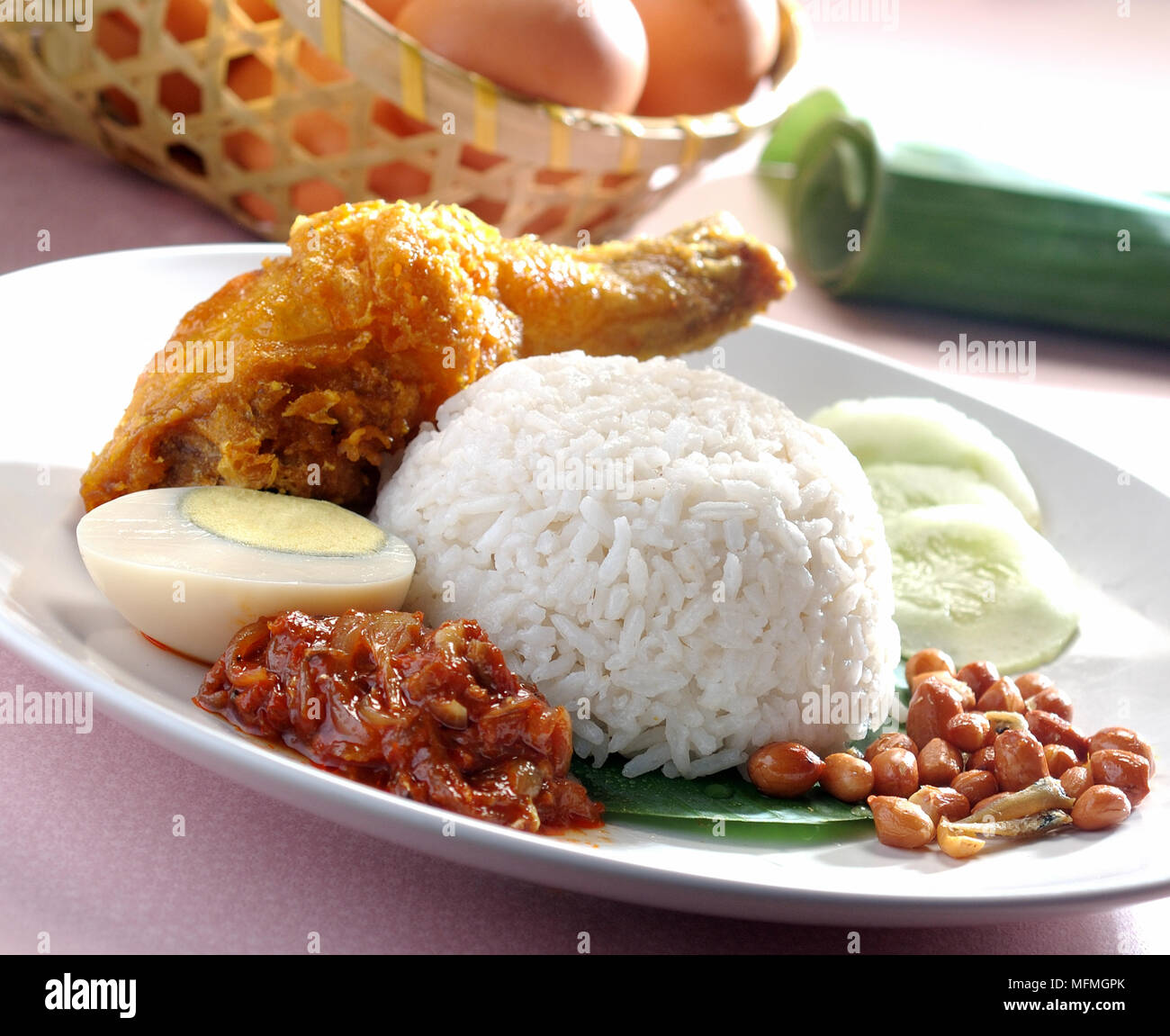 Nasi lemak traditional malaysian spicy rice dish Stock Photo - Alamy