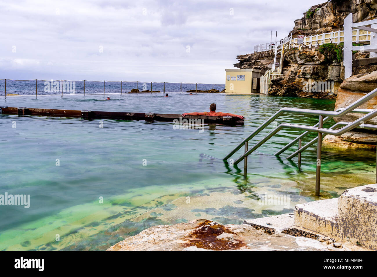 A female swimmer at Bronte Pool at Bronte Beach, Sydney, Australia ...
