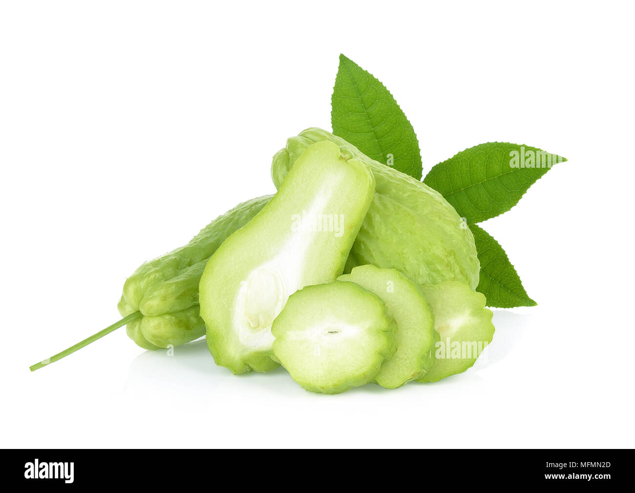 chayote,whole fresh chayote isolated on white background Stock Photo ...