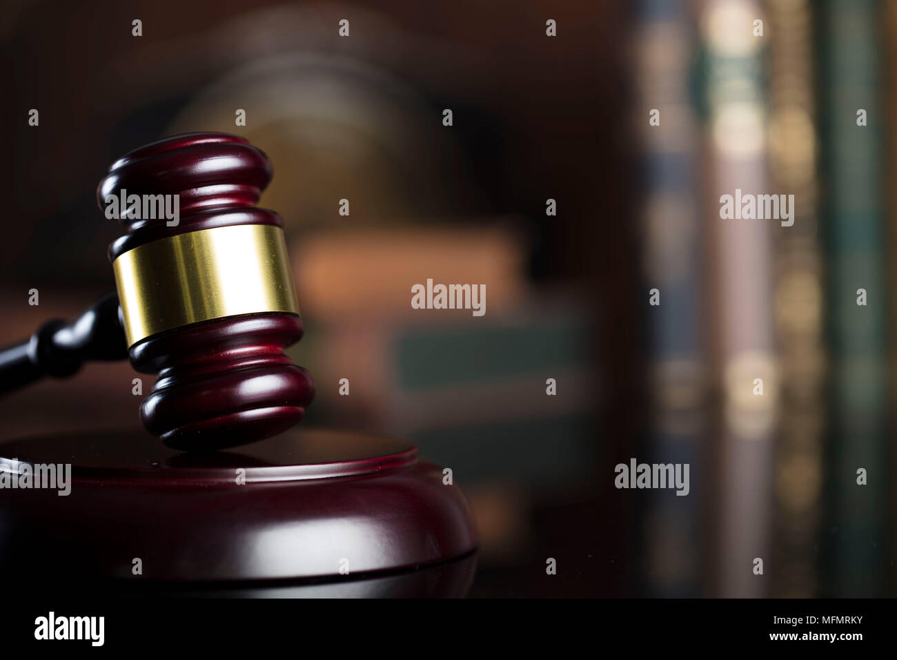 Law theme. Judge antique gavel. Bookshelf background Stock Photo - Alamy