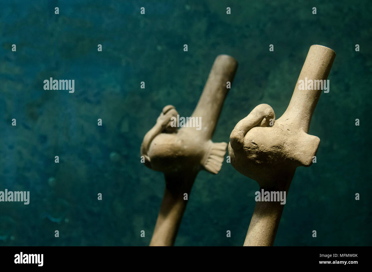 Old handcrafted recorder made by the ancient natives of the Maya Zone ...