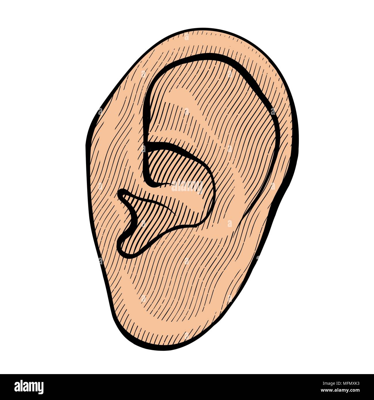 Human ear in vintage retro engraved etching woodcut style Stock Vector ...