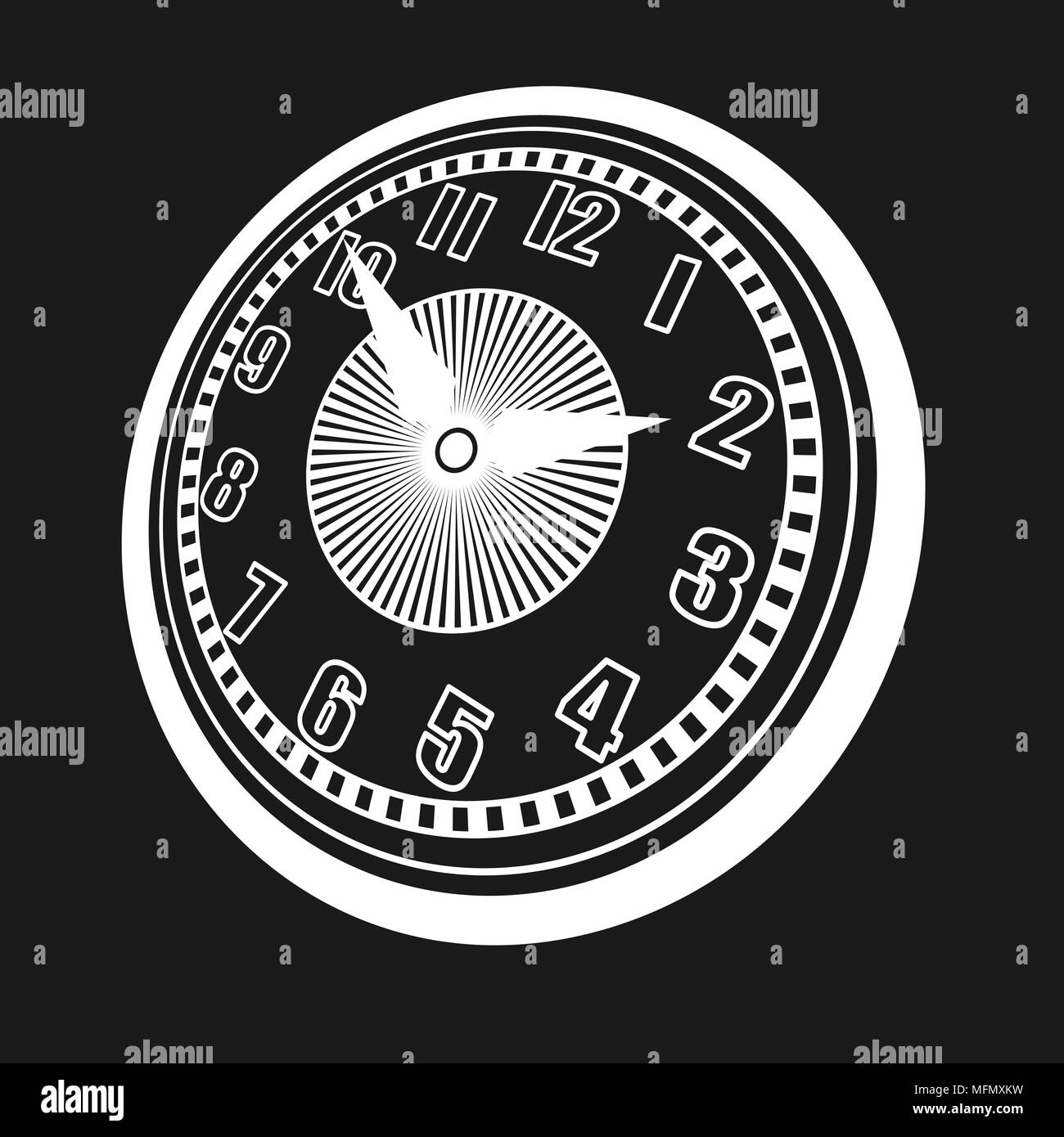 Classic design mechanical wristwatch isolated on white background. Clock face with hour, minute ...