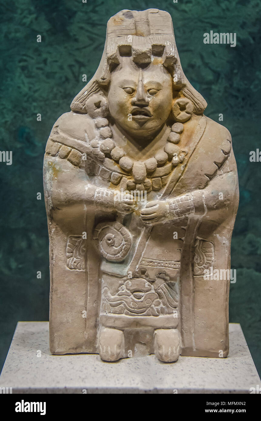 Clay sculpture handcrafted by the maya culture of the mexican isle of ...