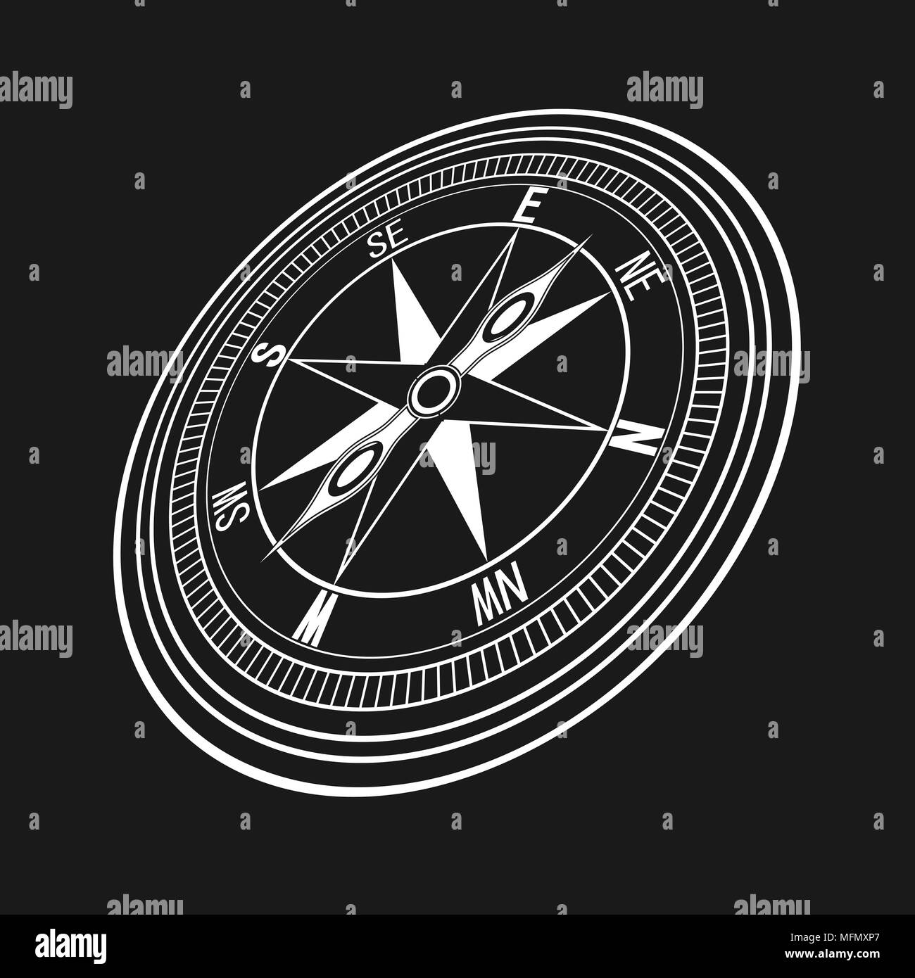 Black wind compass isolated on white Stock Vector Image & Art - Alamy
