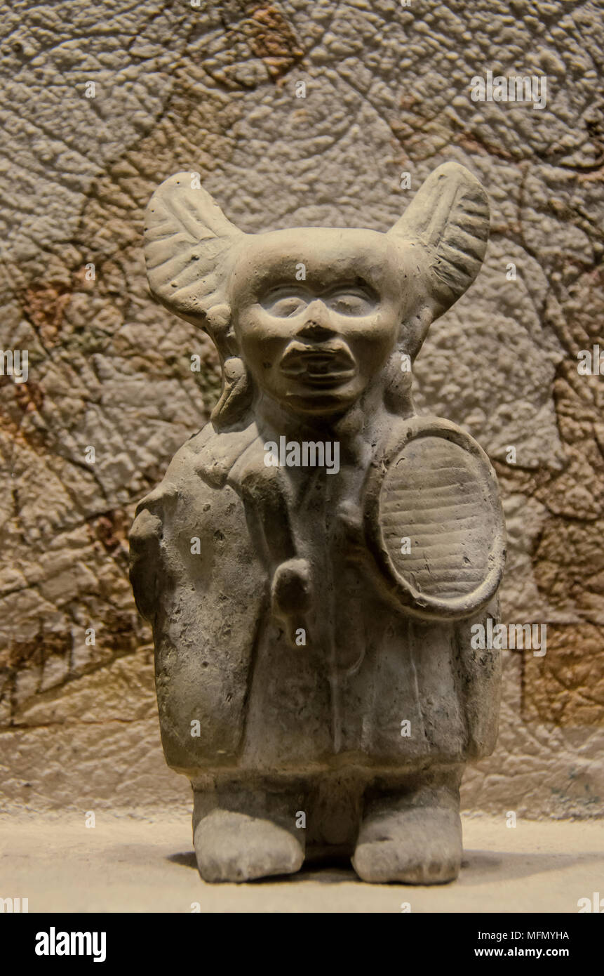 Clay sculpture handcrafted by the maya culture of the mexican isle of ...