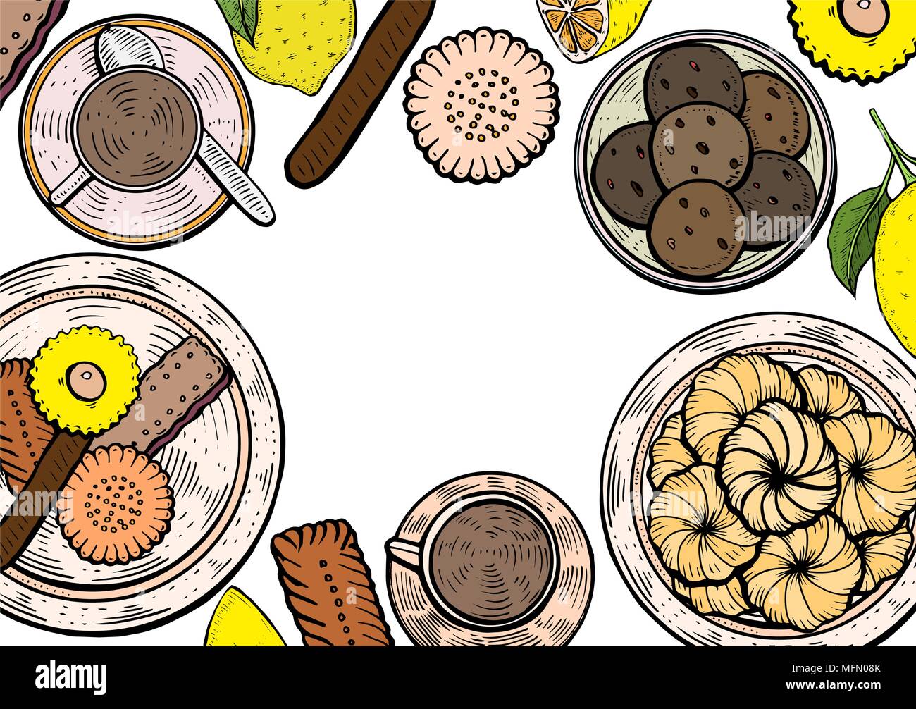 Food menu background. Middle eastern food, hand drawn. Oriental sweets ...