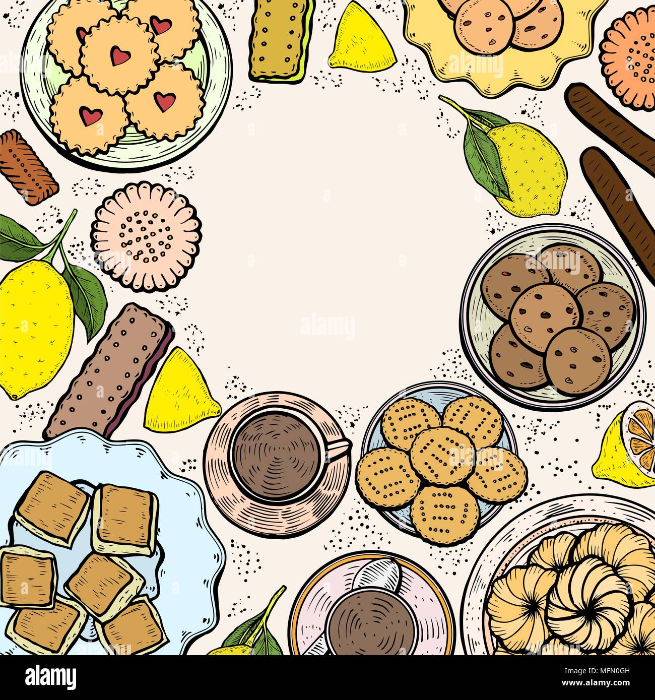 Food menu background. Middle eastern food, hand drawn. Oriental sweets ...