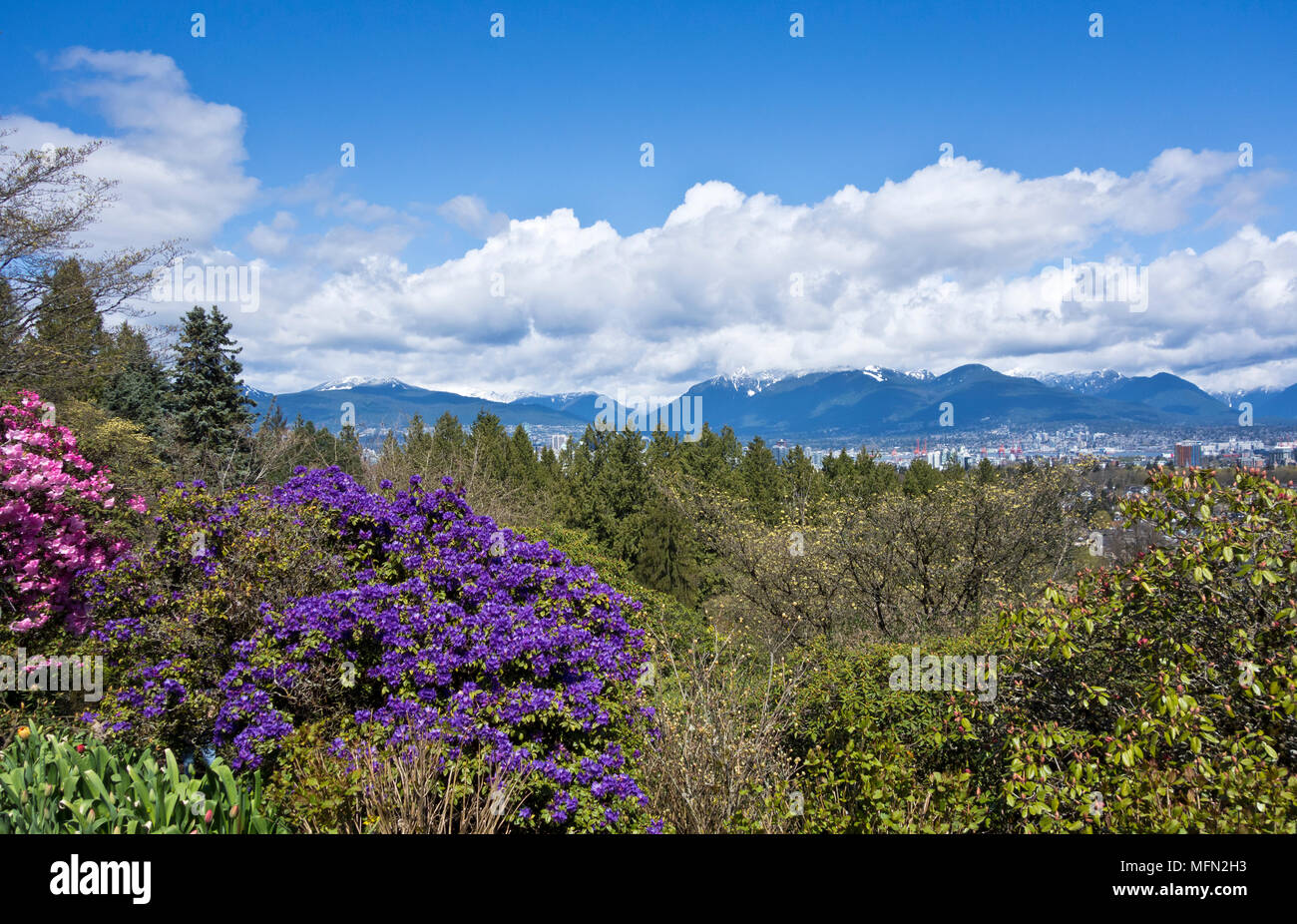 View of Vancouver and the North Shore Mountains from Queen Elizabeth ...