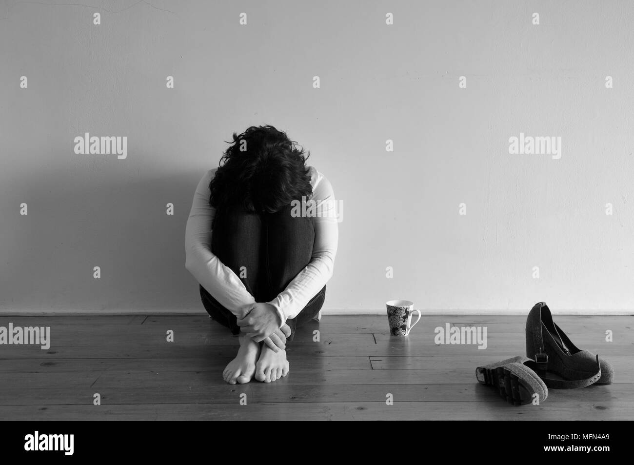 Full body woman wall Black and White Stock Photos & Images - Alamy